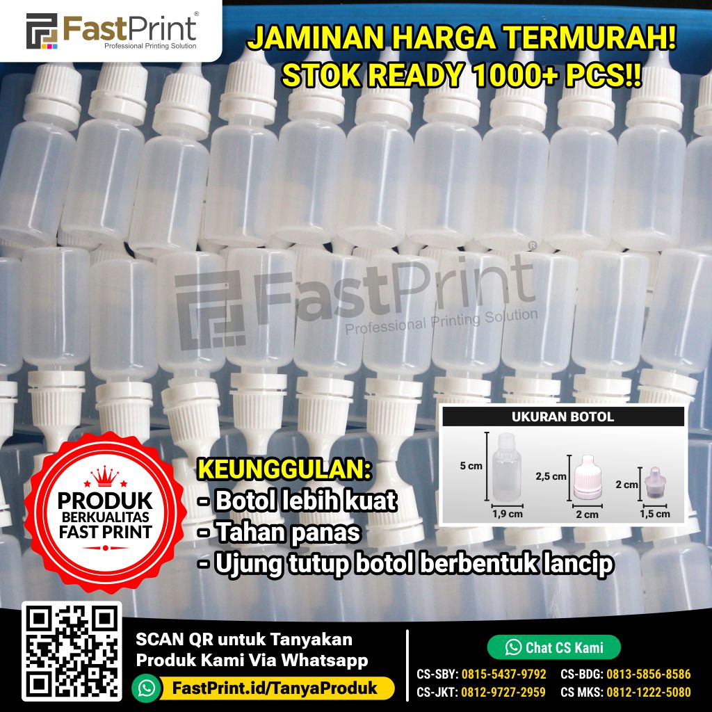 Botol Tinta Plastik PP Tutup Putih – Fast Print Indonesia