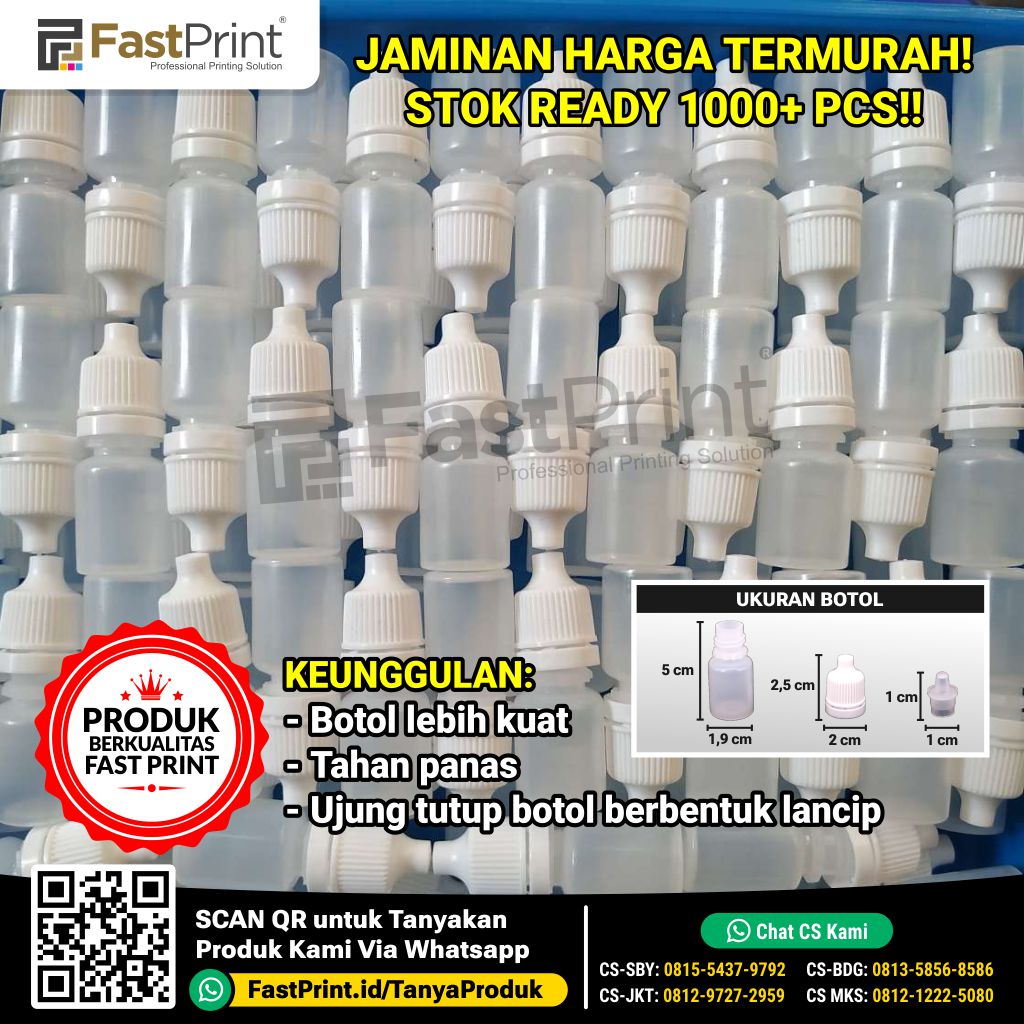 Botol Tinta Plastik PP Tutup Putih – Fast Print Indonesia