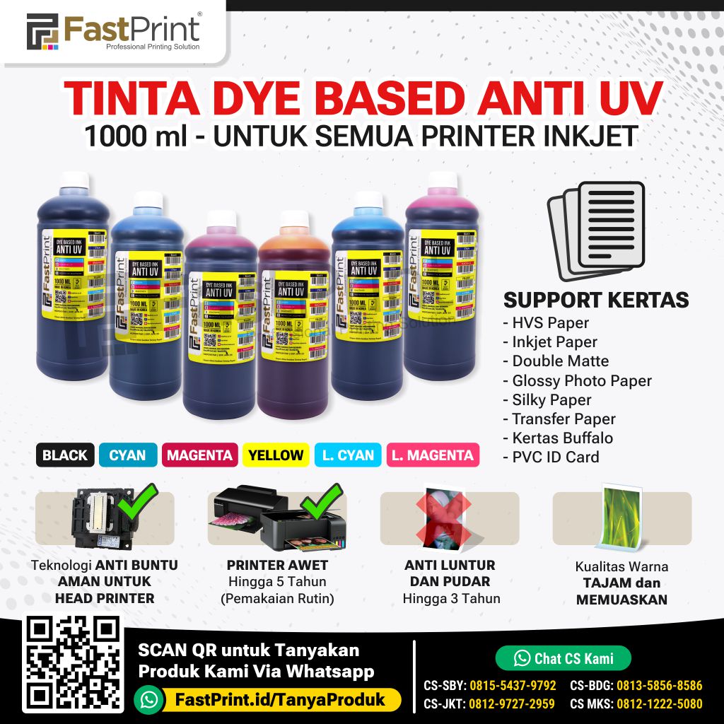 Fast Print Tinta Printer Epson Dye Based Anti UV – Fast Print Indonesia
