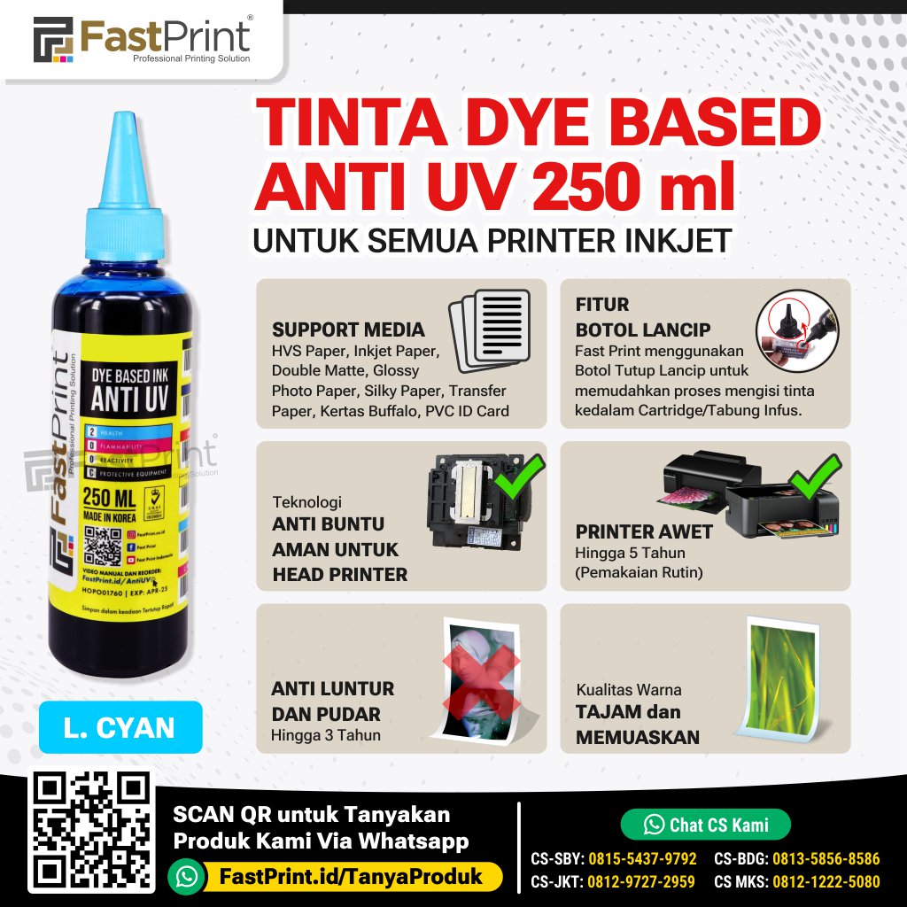 Fast Print Tinta Printer Epson Dye Based Anti UV – Fast Print Indonesia