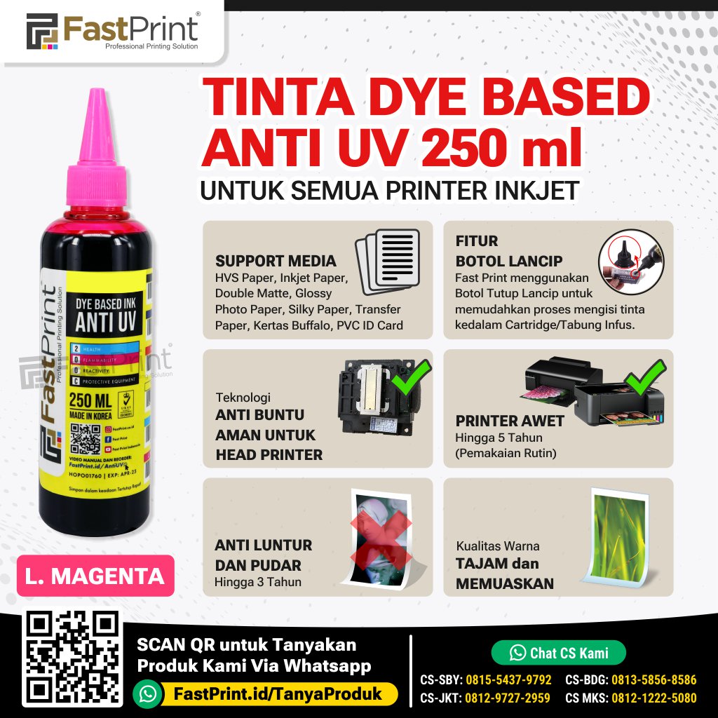 Fast Print Tinta Printer Epson Dye Based Anti UV – Fast Print Indonesia