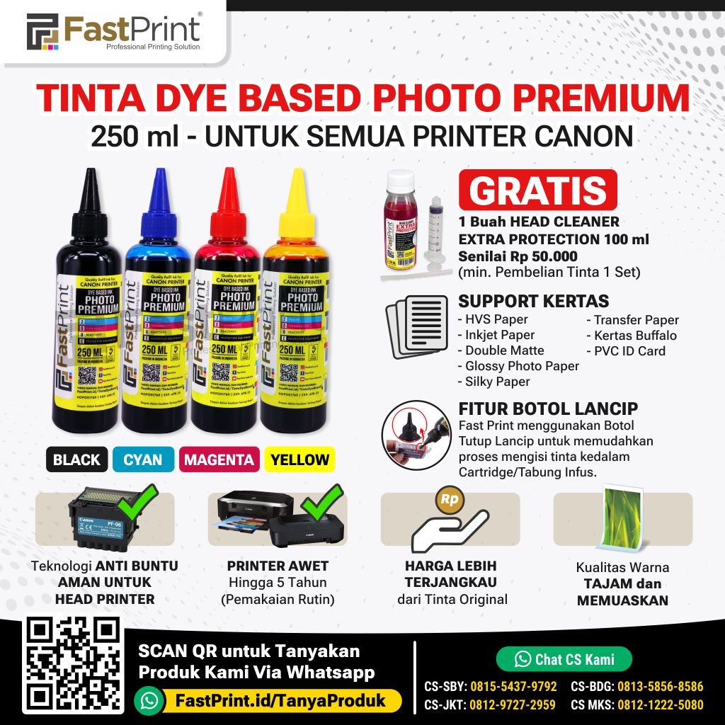 Fast Print Tinta Printer Canon Dye Based Ink Photo Premium 1 Set – Fast ...