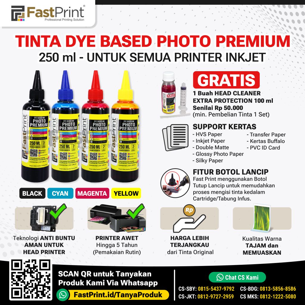 Fast Print Tinta Printer Epson Dye Based Ink Photo Premium 1 Set – Fast ...