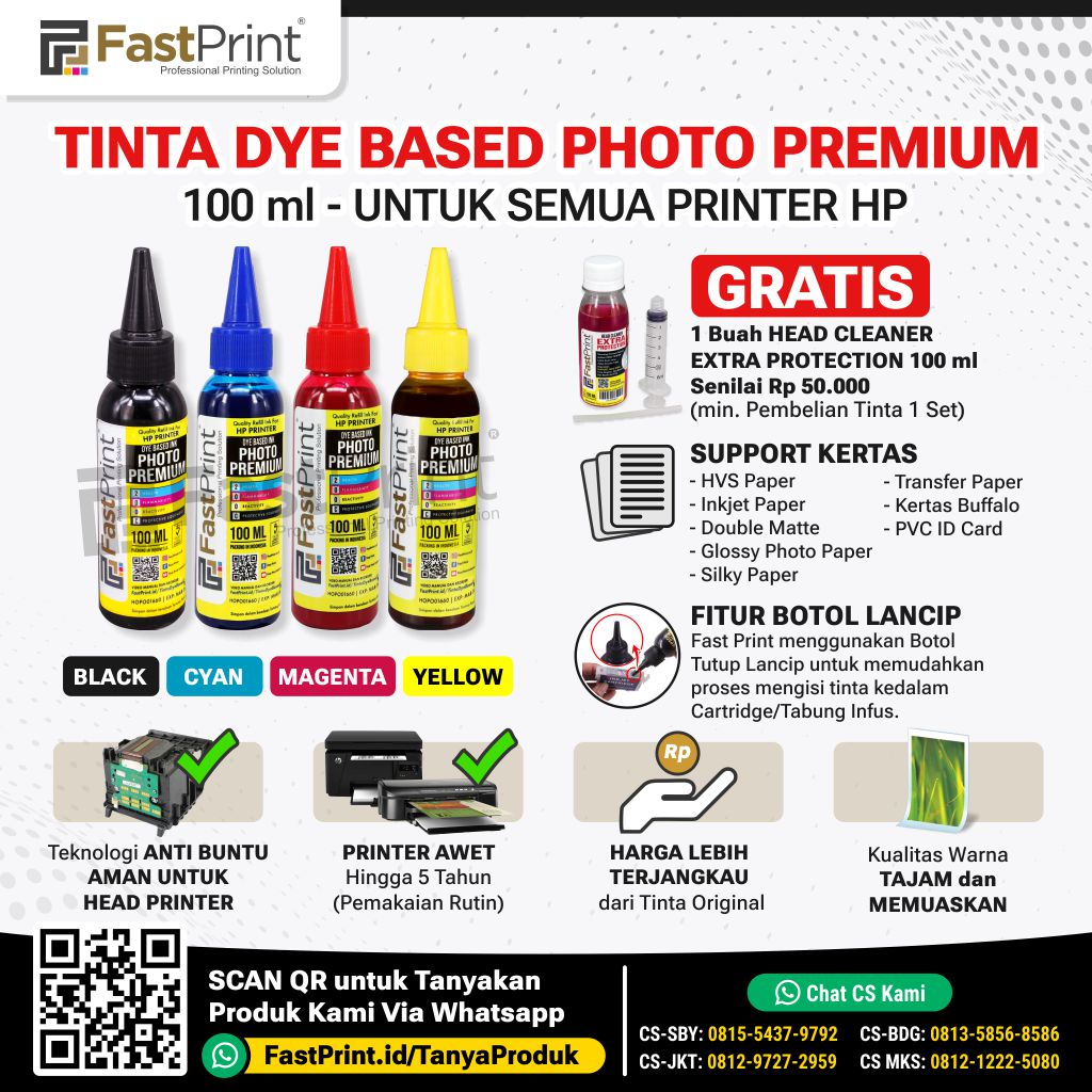 Fast Print Tinta Printer HP Dye Based Ink Photo Premium – Fast Print ...