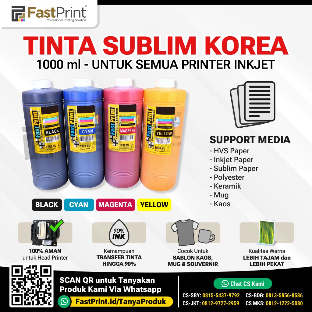 Tinta Sublim Sublime Sublimasi Epson Korea 1 Set – Fast Print Indonesia