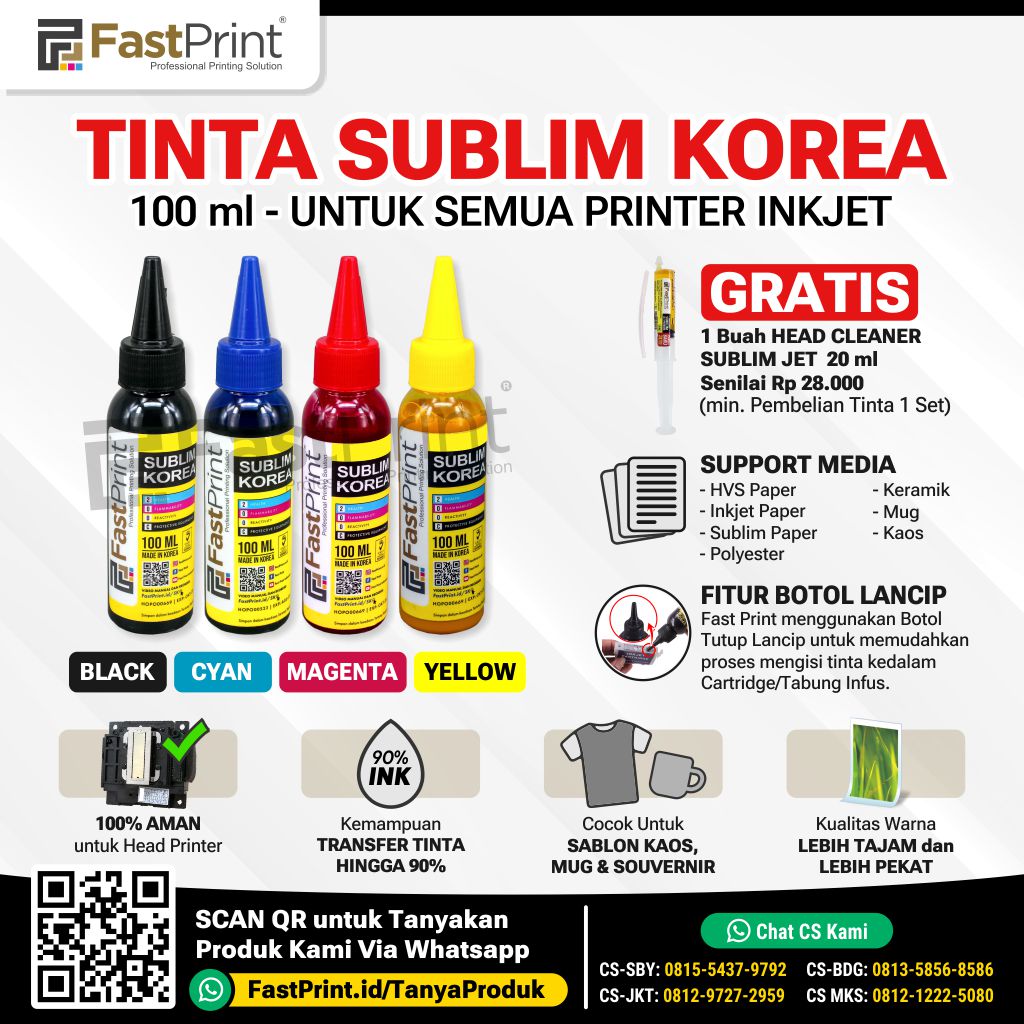 Tinta Sublim Sublime Sublimasi Epson Korea 1 Set – Fast Print Indonesia