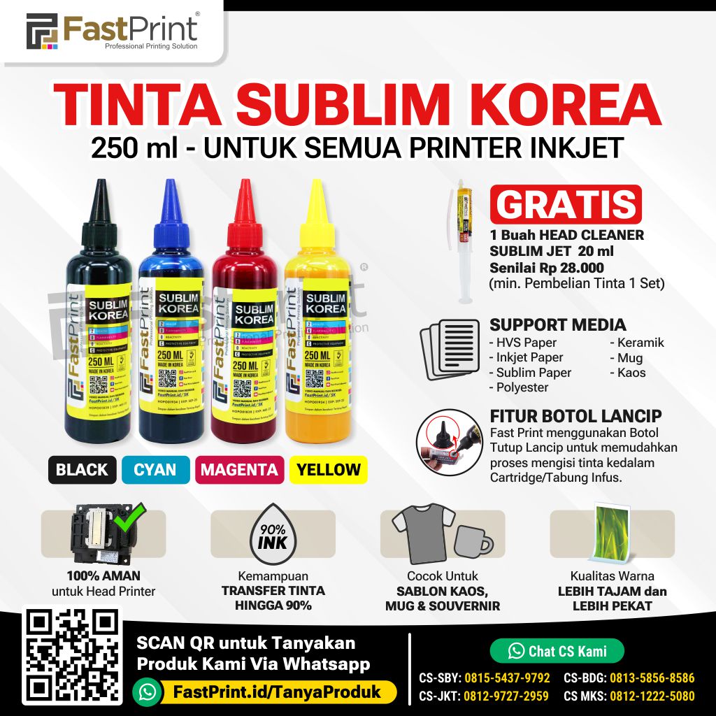 Tinta Sublim Sublime Sublimasi Epson Korea 1 Set – Fast Print Indonesia