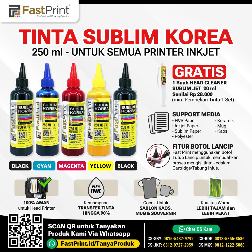 Tinta Sublim Sublime Sublimasi Epson Korea 1 Set – Fast Print Indonesia