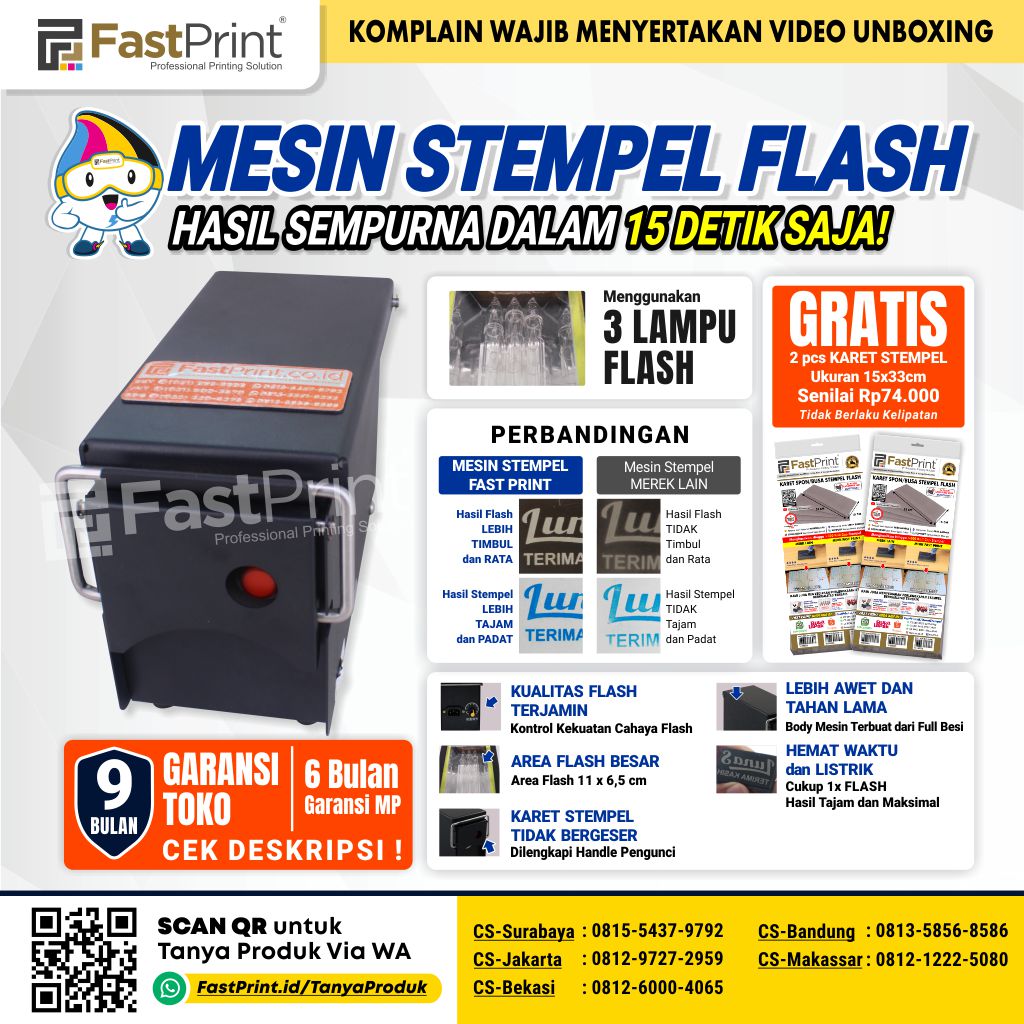 Mesin Stempel Flash Warna Otomatis Full Plat Besi – Fast Print Indonesia