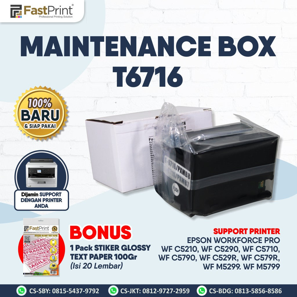 Ink Maintenance Box Kit T6716 Printer Epson WorkForce Pro WF C5790 C52 ...