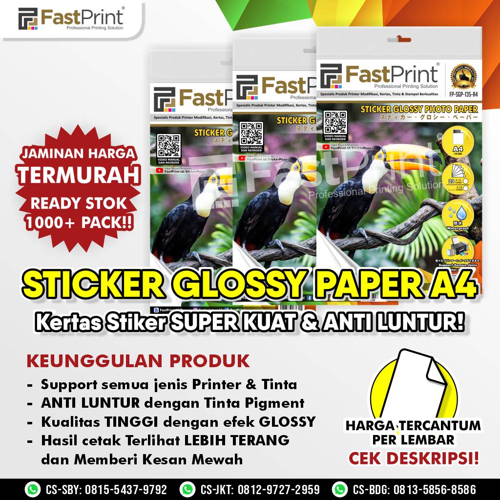 Kertas Stiker Glossy Photo Paper Fast Print Ukuran A4 – Fast Print ...