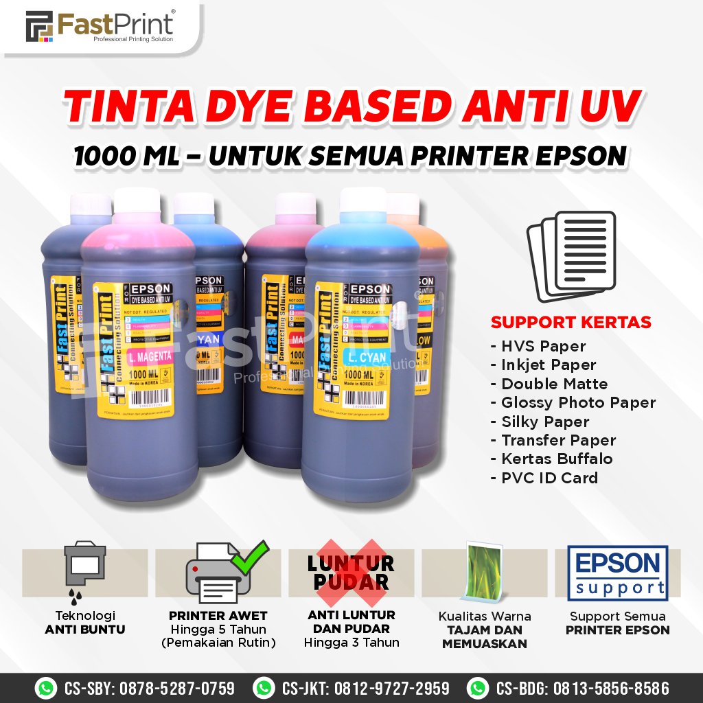 Fast Print Tinta Printer Epson Dye Based Anti UV – Fast Print Indonesia