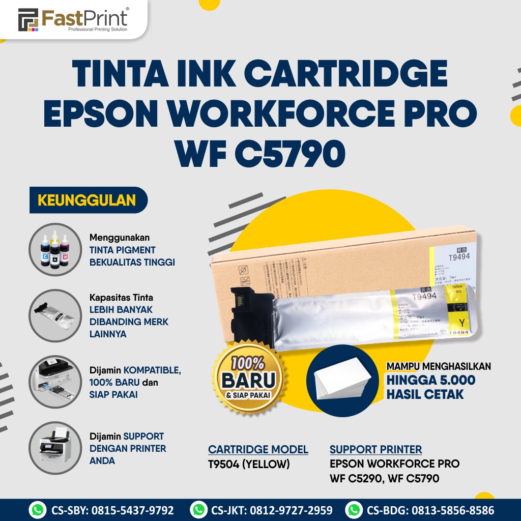 Tinta Ink Cartridge Printer Epson WorkForce Pro WF C5790 C5290 C5710 C ...
