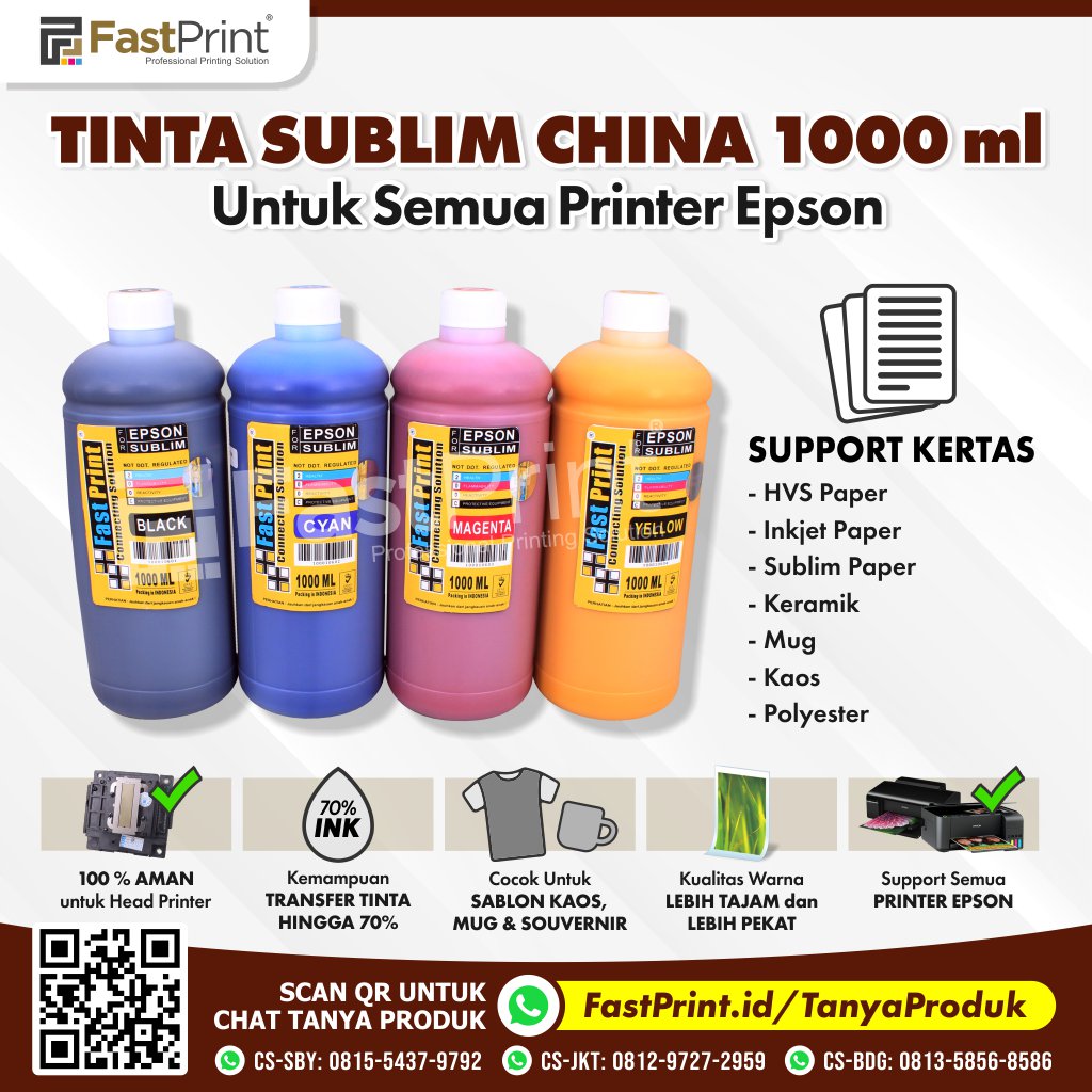 Tinta Sublim Sublime Sublimasi Epson China 1 Set – Fast Print Indonesia