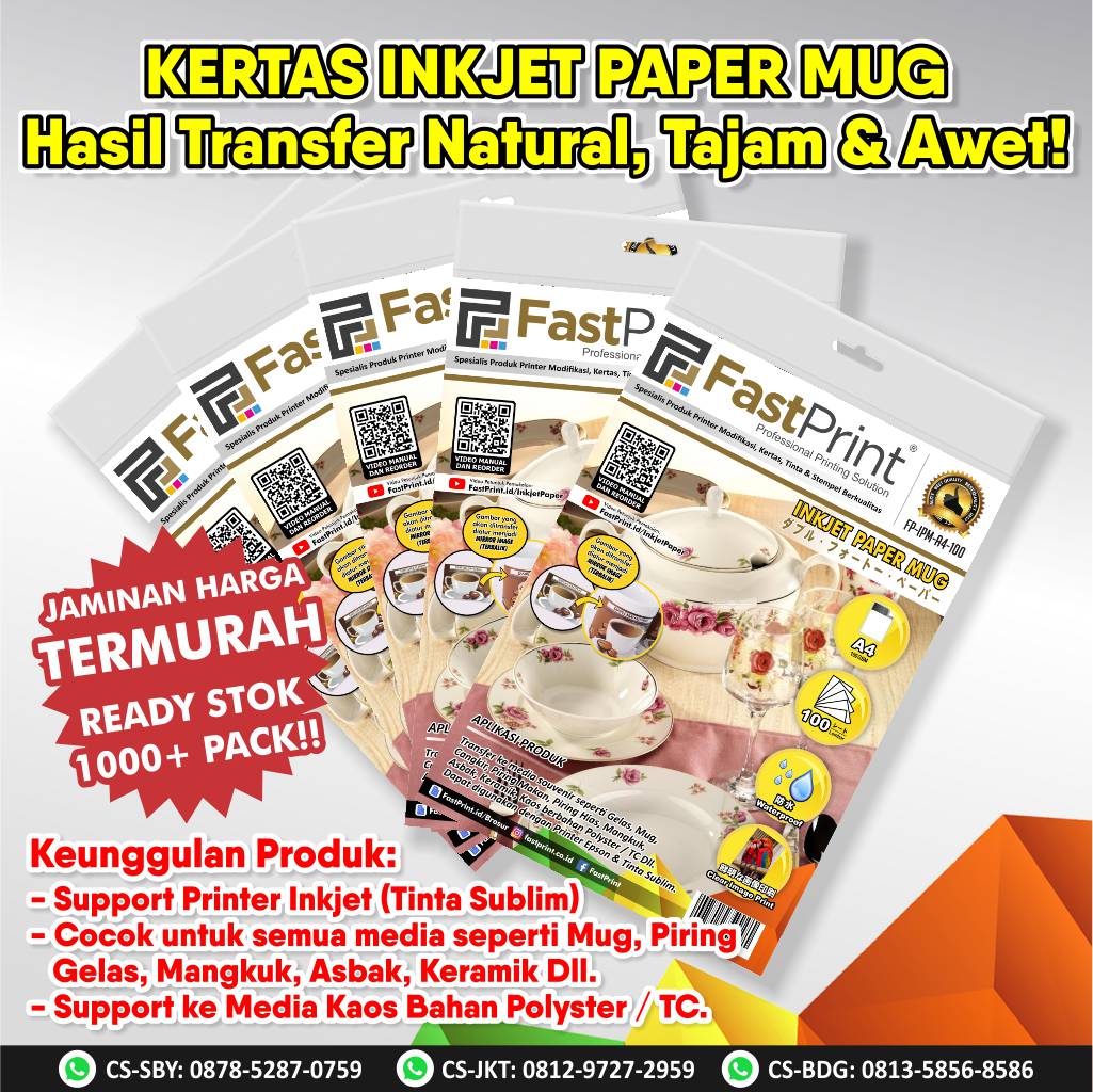 Kertas Inkjet Paper Mug Fast Print A4 100 Gram – Fast Print Indonesia