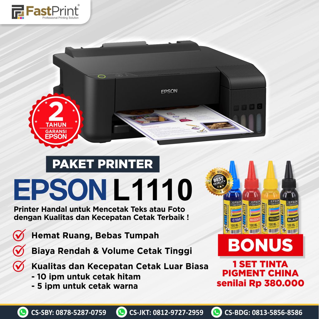 Printer Eco Tank Epson L1110 Inkjet Printer – Fast Print Indonesia