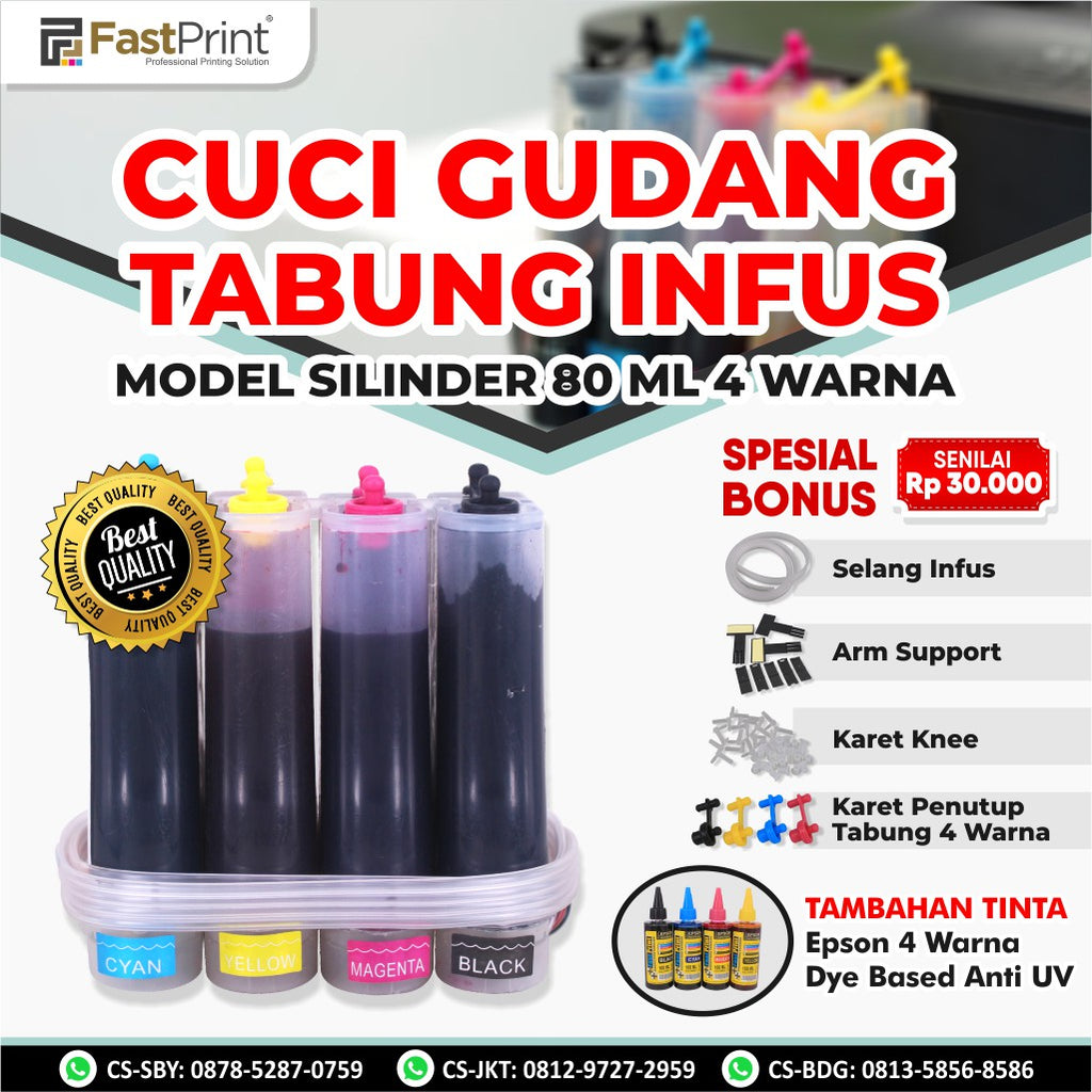 Tabung Infus Printer Model Silinder Ink Tank Silinder 80 ML 80ML – Fast ...