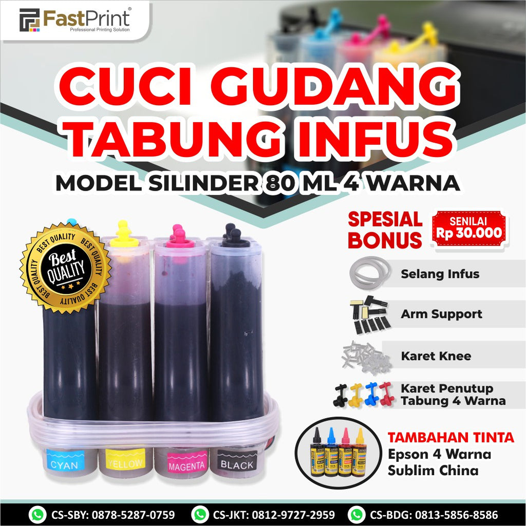 Tabung Infus Printer Model Silinder Ink Tank Silinder 80 ML 80ML – Fast ...