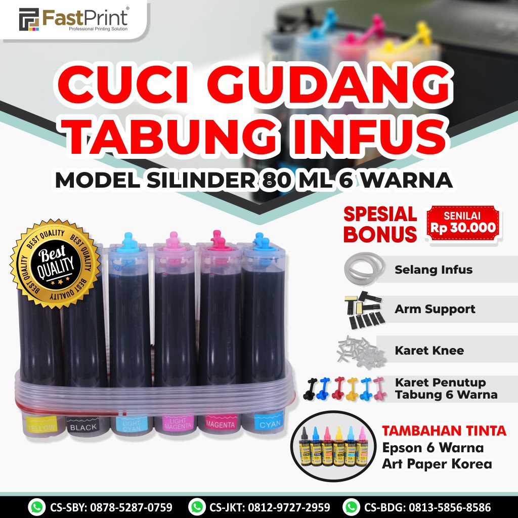 Tabung Infus Printer Model Silinder Ink Tank Silinder 80 ML 80ML – Fast ...
