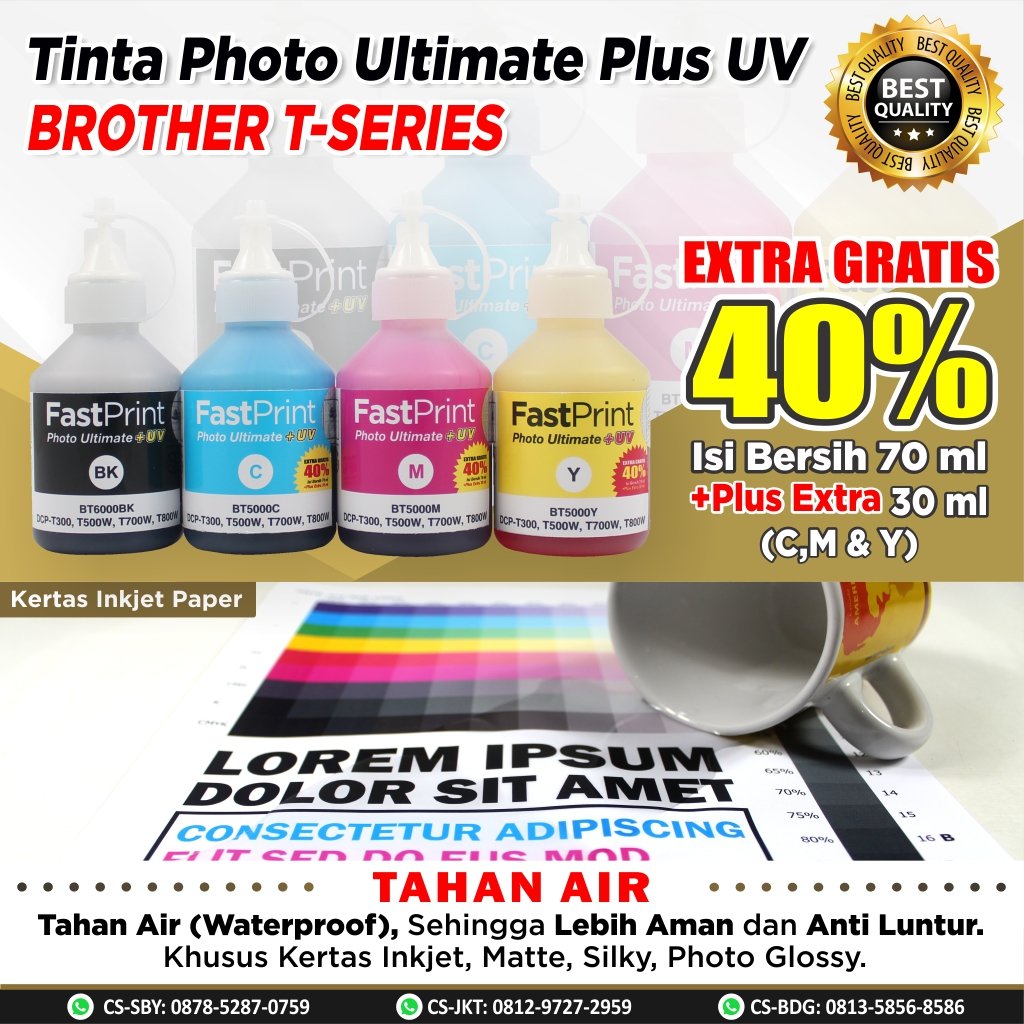Fast Print Tinta Printer Brother T300 T700 J200 Photo Ultimate Plus UV ...