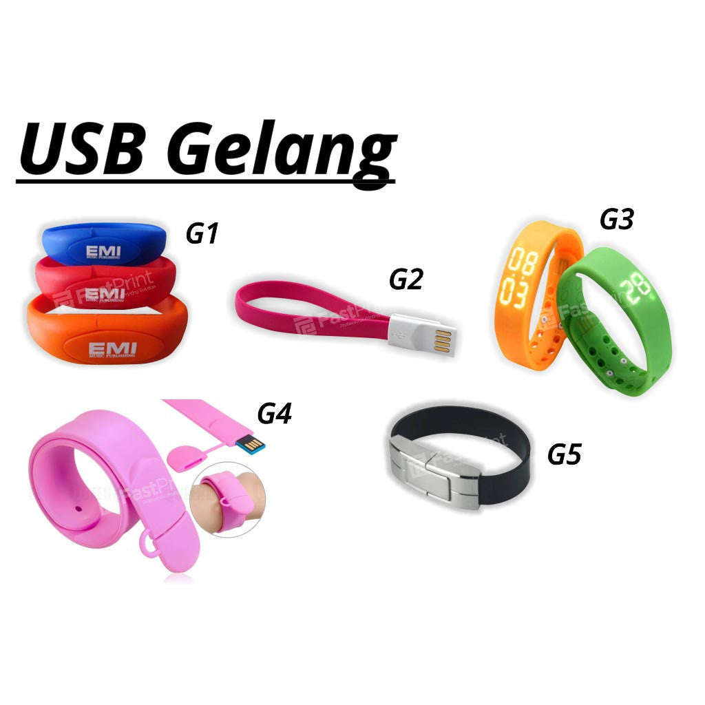 Flashdisk Model Gelang Unik Custom Desain Logo Text – Fast Print Indonesia